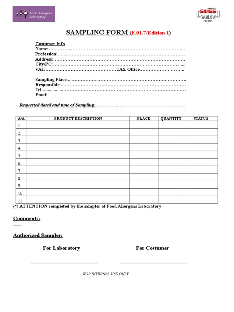 Sampling Form GB | PDF
