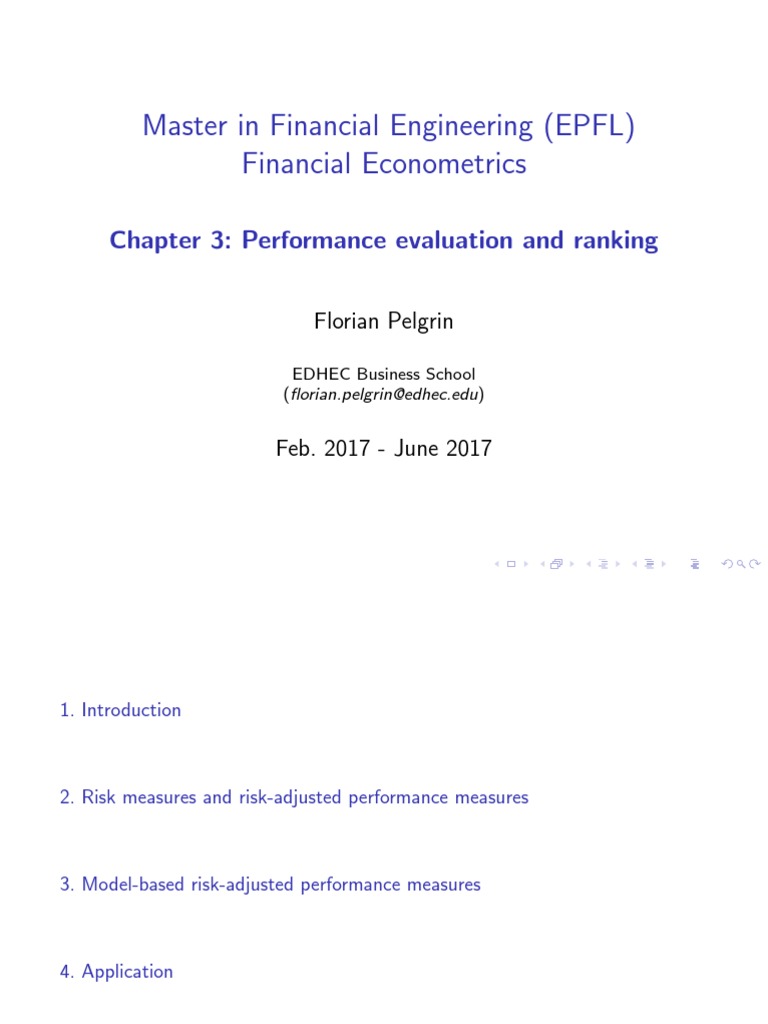 Lecture 3 Epfl 2017 PDF | PDF | Sharpe Ratio | Capital Asset Pricing Model