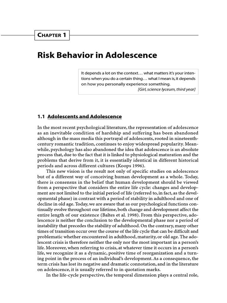 Adolescence and Risk | PDF | Identity (Social Science) | Adolescence