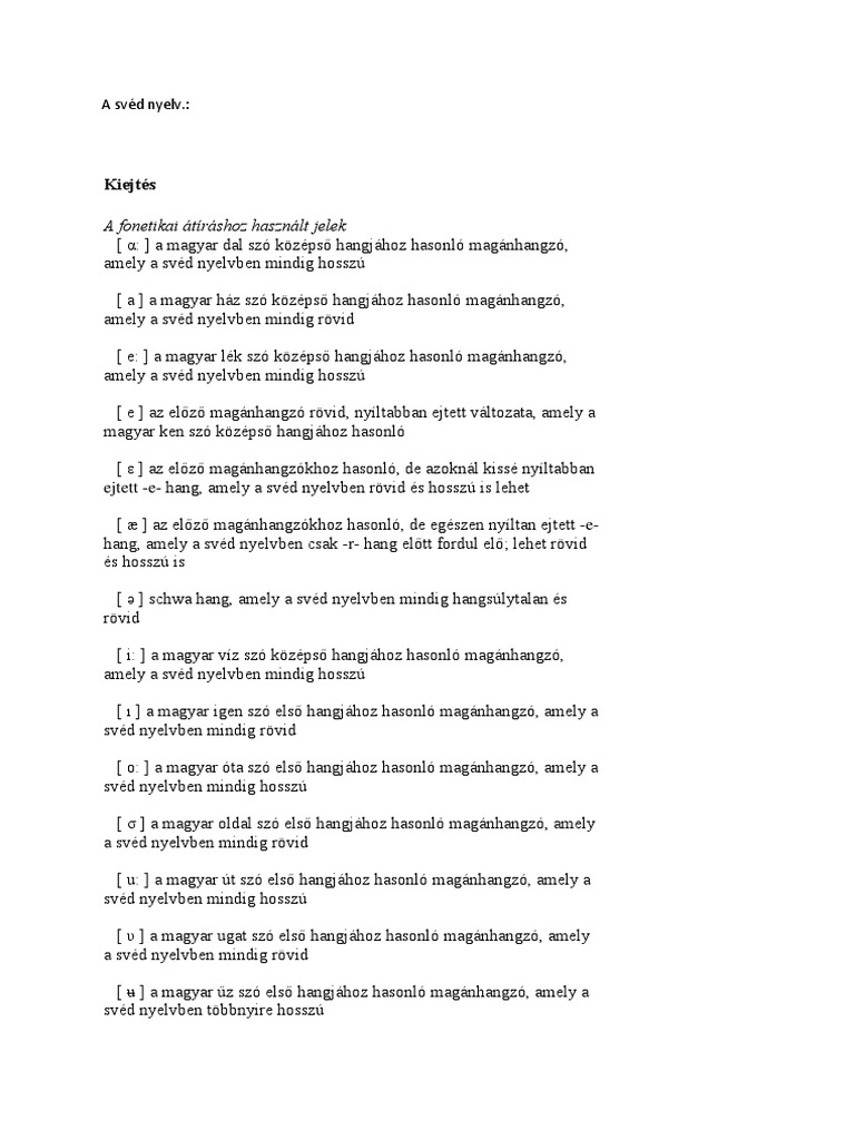 A Svéd Nyelv PDF | PDF