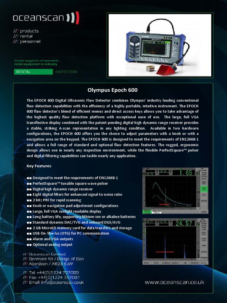 Olympus Epoch 600: Key Features | PDF | Time Of Flight Mass ...