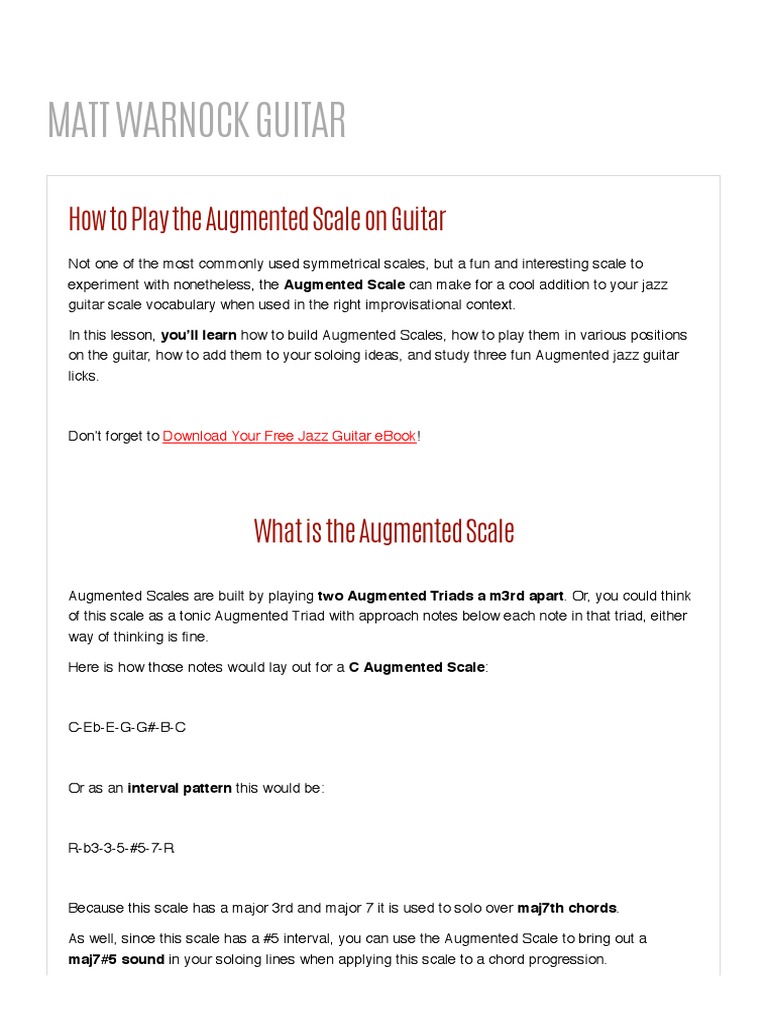 How To Play The Augmented Scale On Guitar - MATT WARNOCK GUITAR | PDF ...