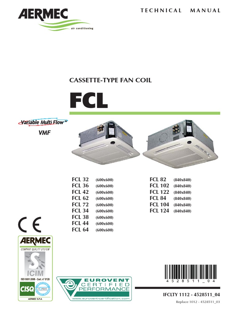 Aermec FCL 32-124 Technical Manual Eng | PDF | Hvac | Air Conditioning