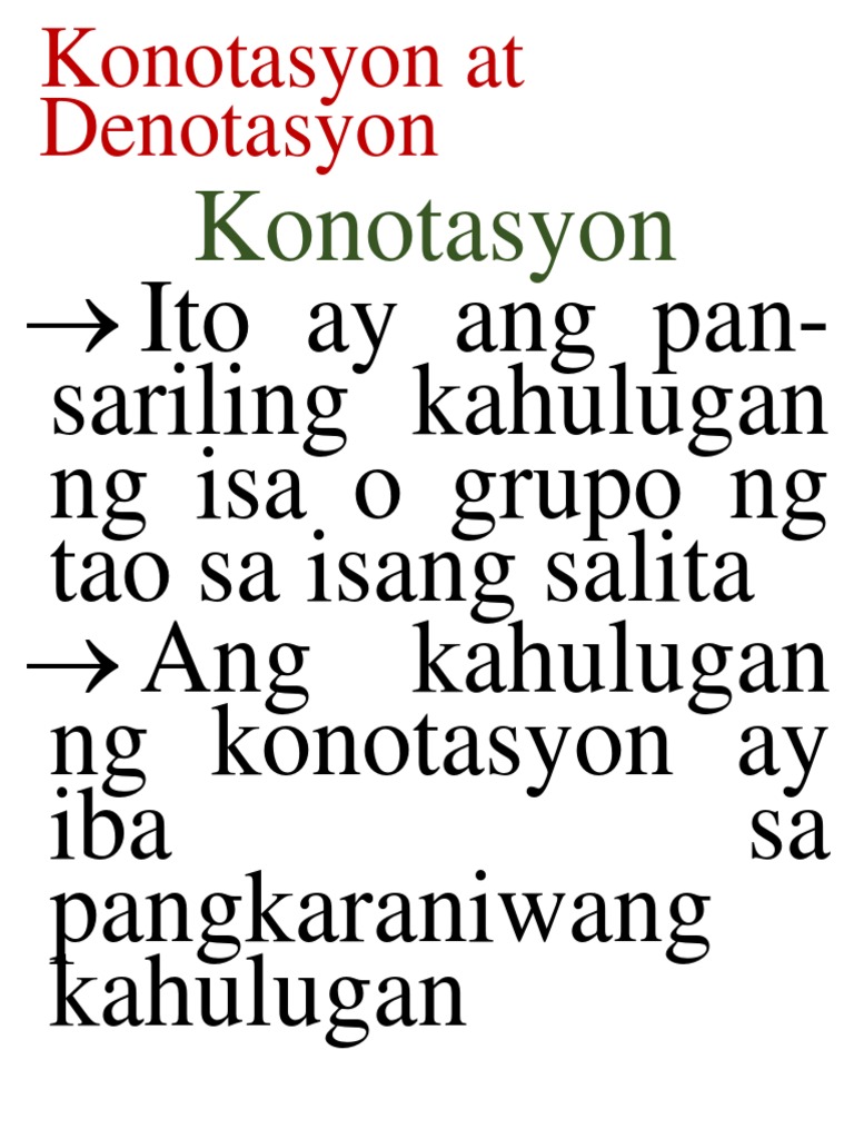 Konotasyon at Denotasyon