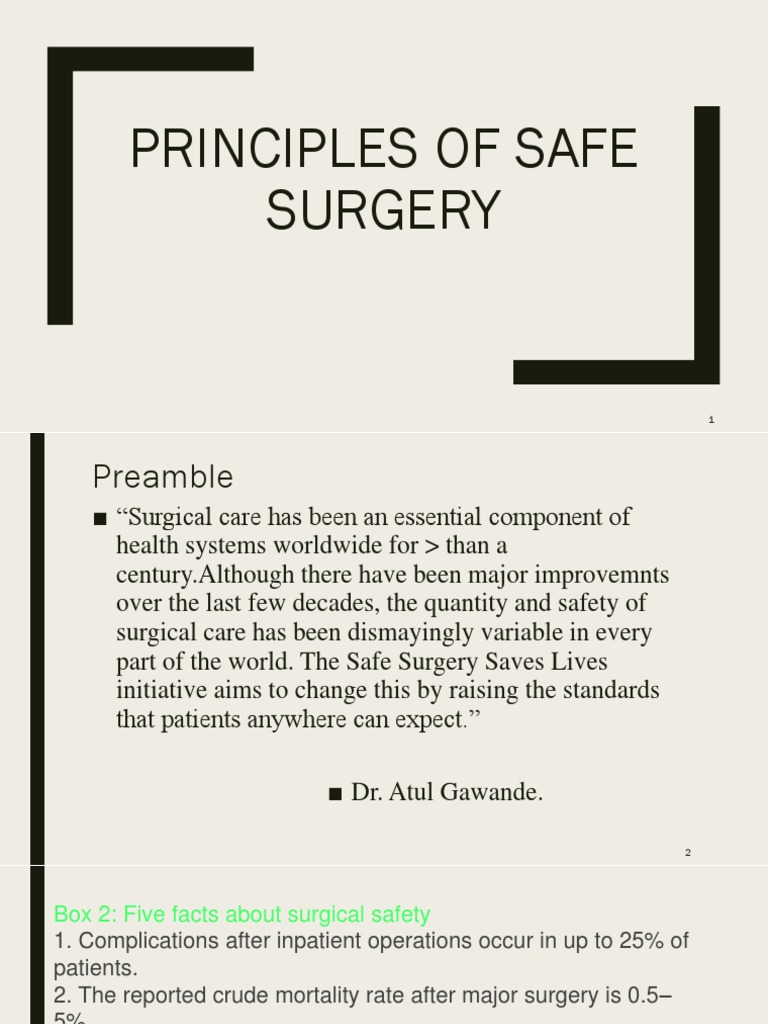 Principles of Safe Surgery | PDF | Surgery | Medicine