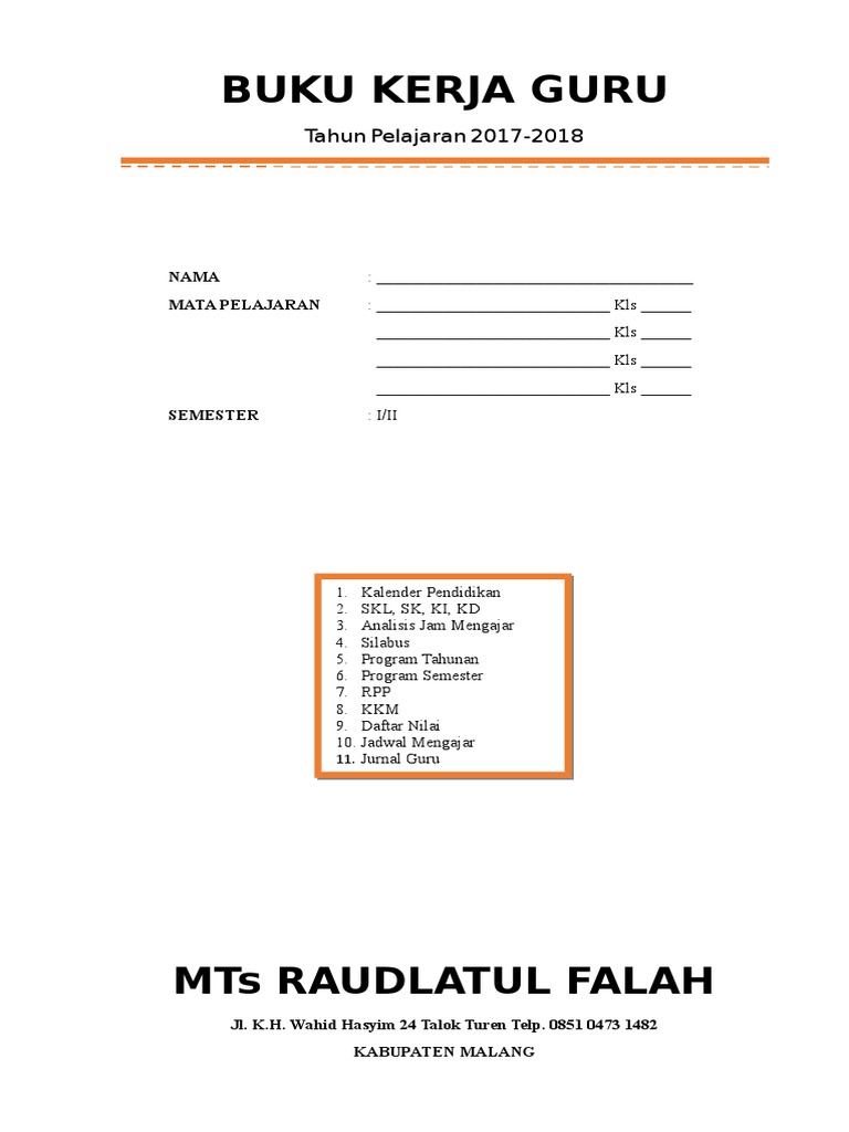 Cover Buku Kerja Guru | PDF