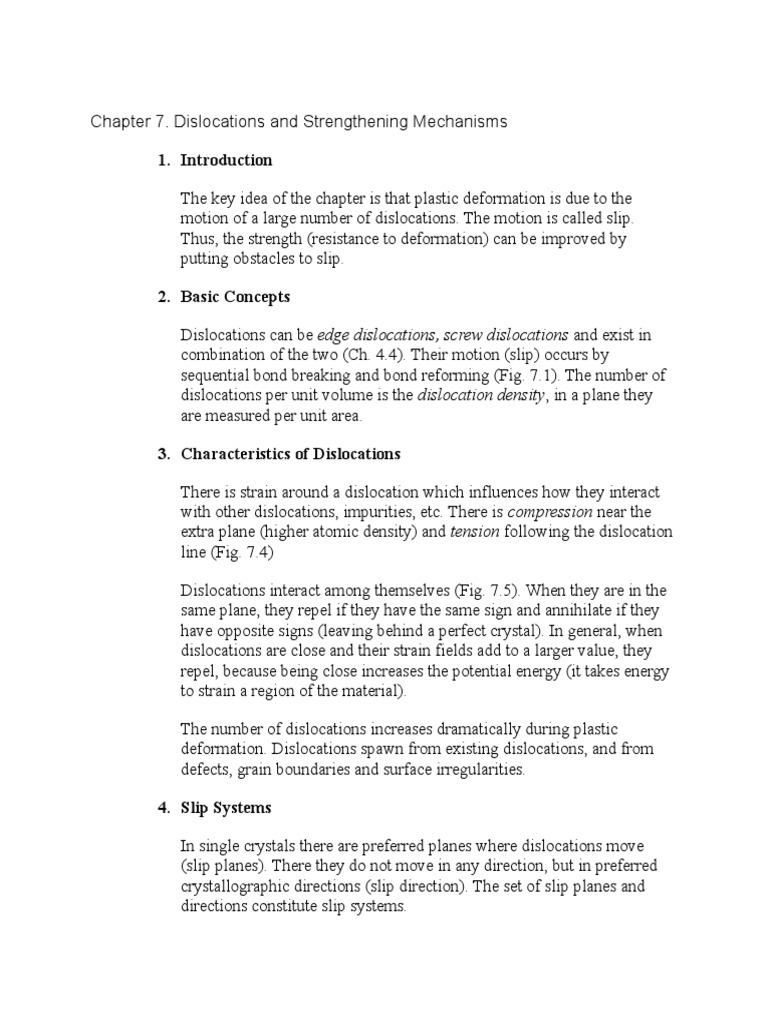Chapter 7 Dislocations and Strengthening Mechanisms | PDF | Dislocation ...