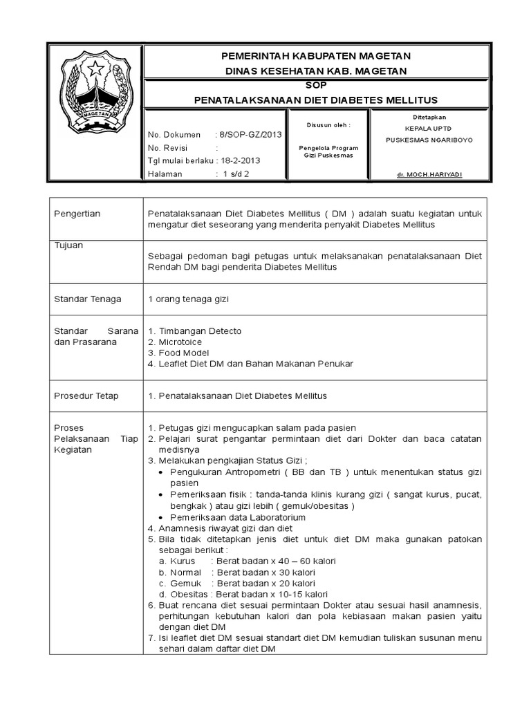 Sop Diet DM | PDF | Pengembangan Diri
