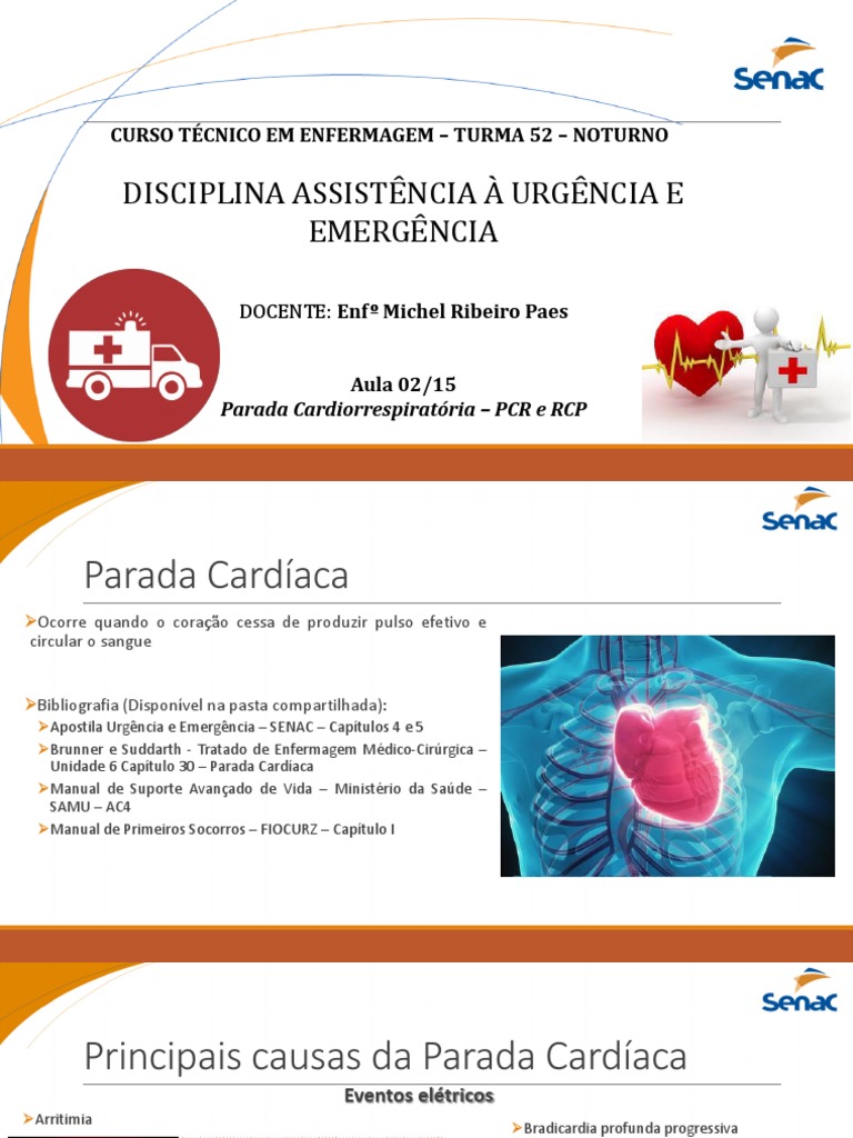 Aula sobre Parada Cardiorrespiratória | PDF | Reanimação cardiopulmonar ...