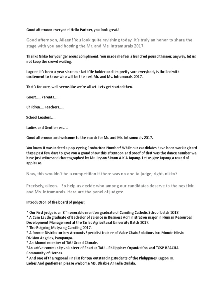 MR and MS Intrams 2017 | PDF | Leisure