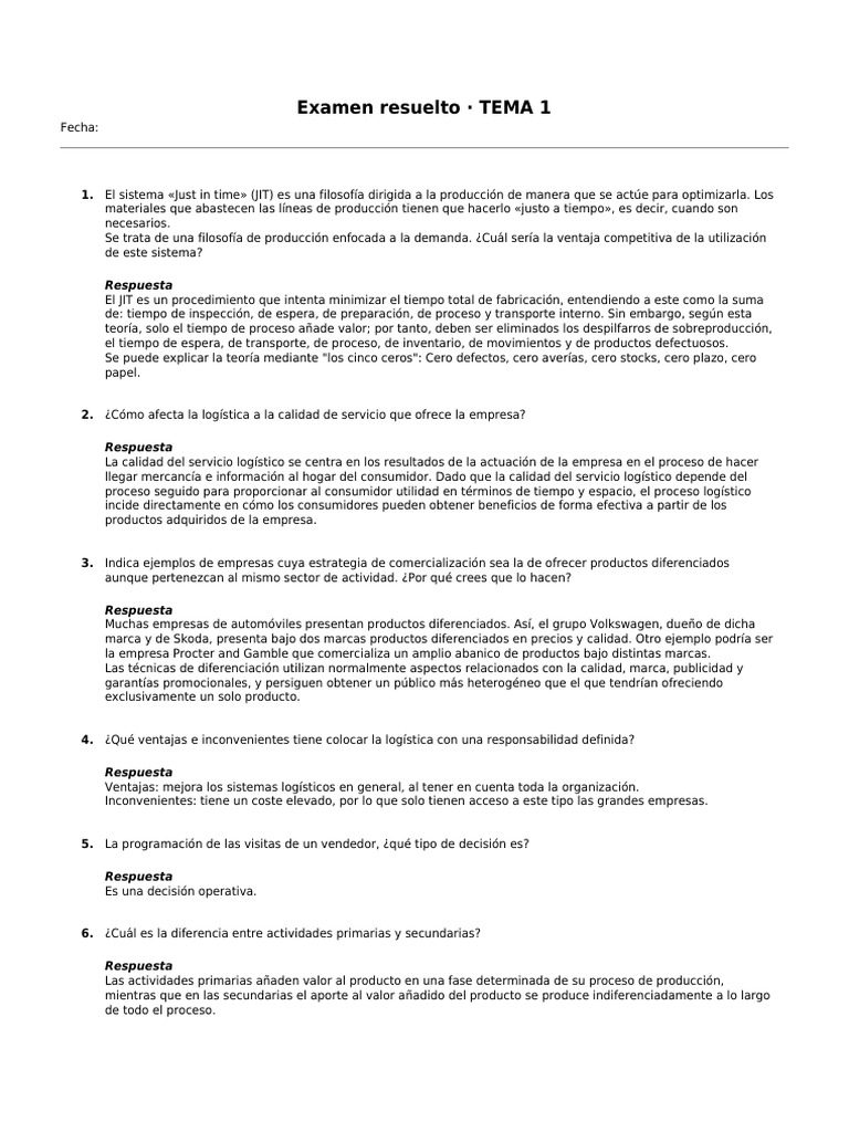 Examen t.1 Mcgraw Hill | PDF | Logística | Calidad (comercial)