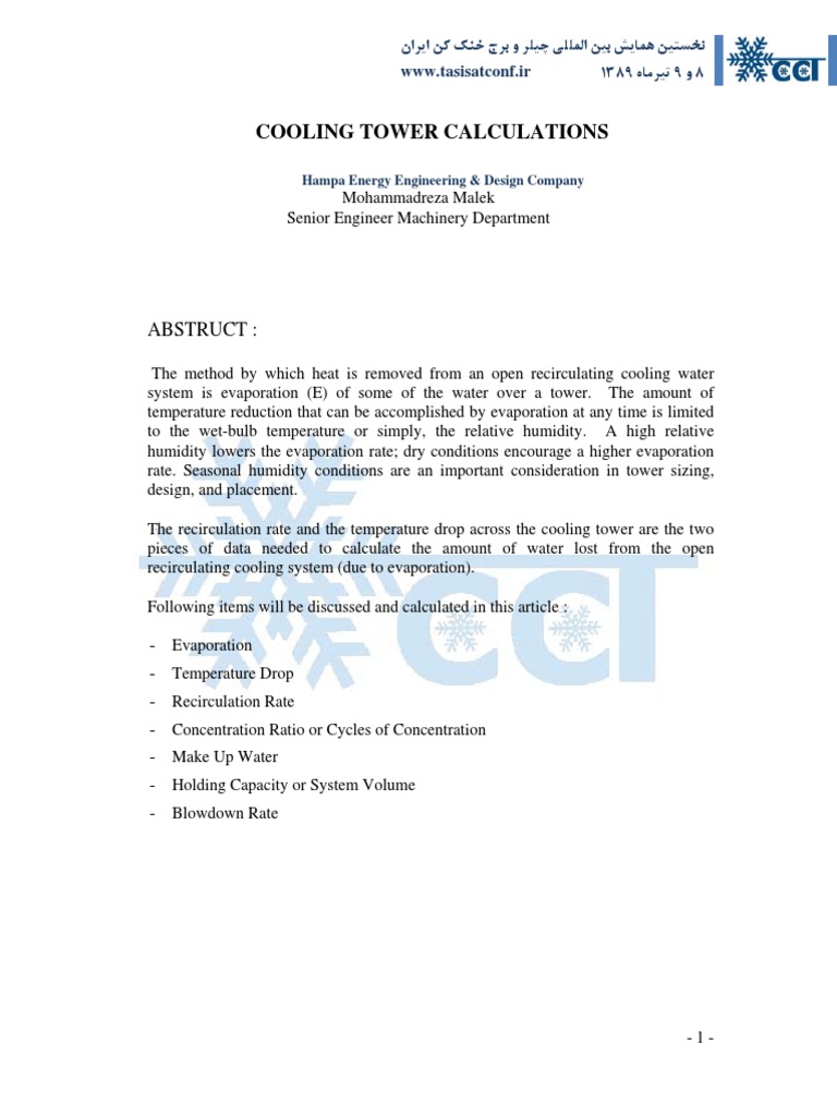 Cooling Tower | Download Free PDF | Humidity | Evaporation