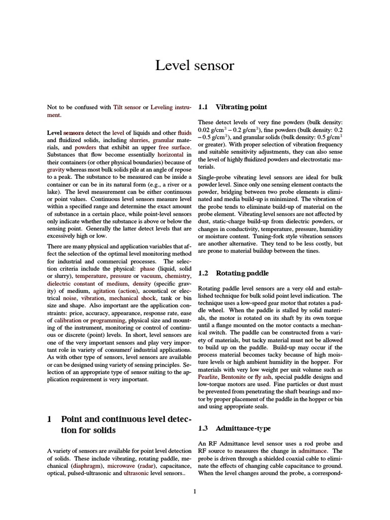 Level Sensor | PDF | Applied And Interdisciplinary Physics | Physics