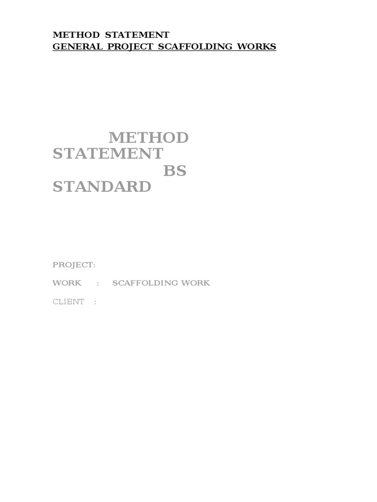 Method Statement Scaffolding Draft | PDF | Scaffolding | Pipe (Fluid ...