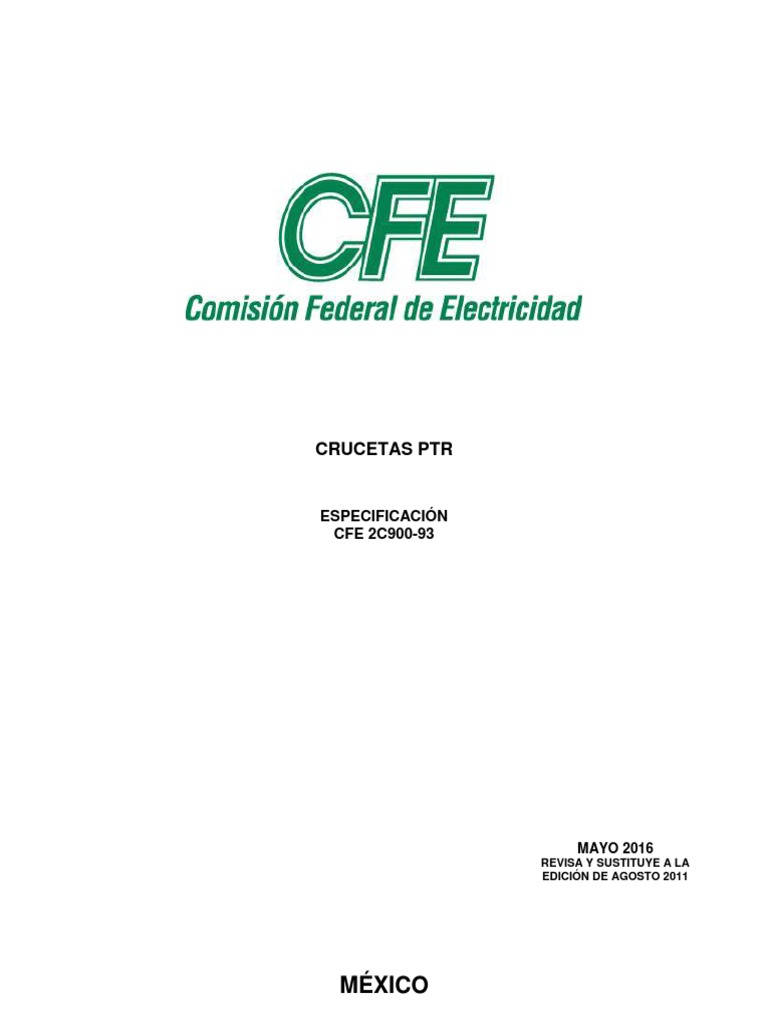CFE 2C900 93 Cruceta - PTR | PDF | Zinc | Materiales