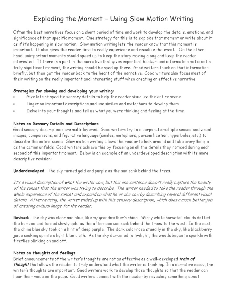 Exploding The Moment - Slow Motion Writing | PDF | Narrative | Sky