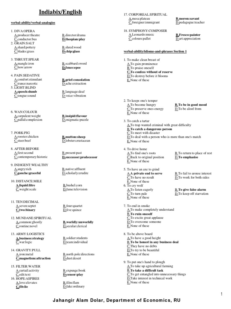 Indiabix Eng 15pg PDF | PDF