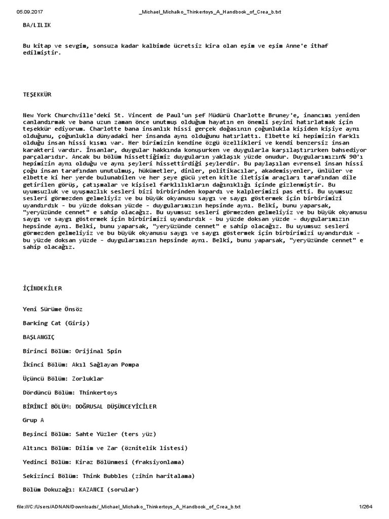 Michael Michalko Thinkertoys A Handbook of Crea BTR | PDF
