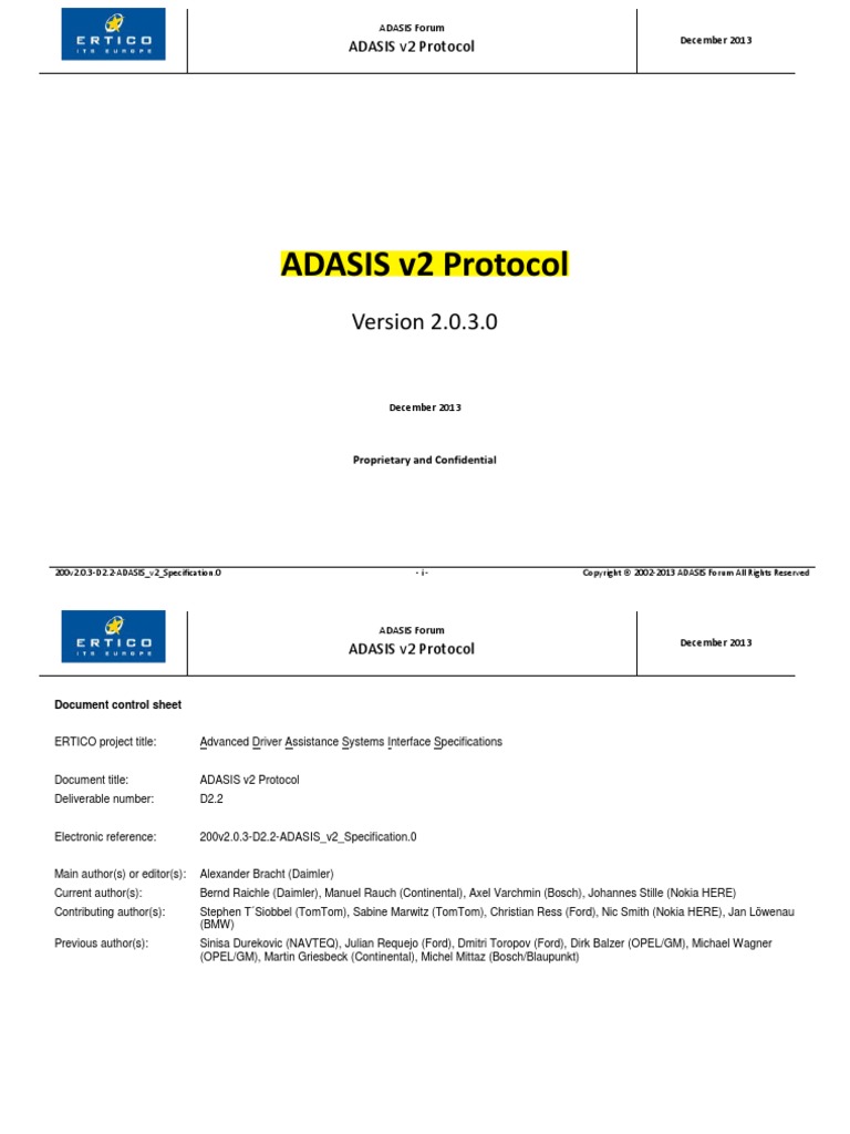200v2.0.3-D2.2-ADASIS v2 Specification.0 | PDF | Lane | Communications ...