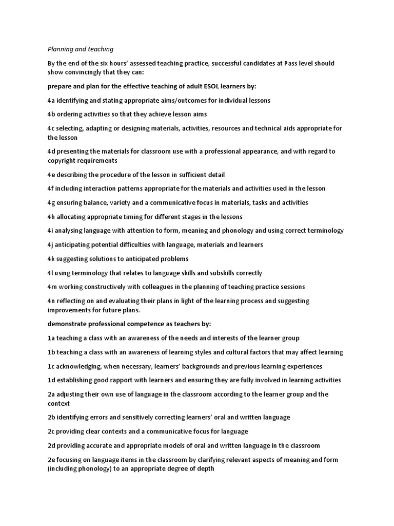 Celta Assessment Criteria Download Free Pdf Classroom Neuropsychology