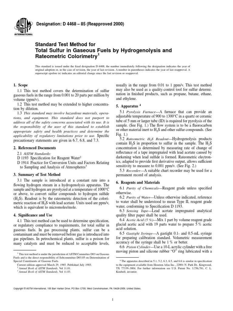 Astm D4468 | PDF | Acetic Acid | Parts Per Notation
