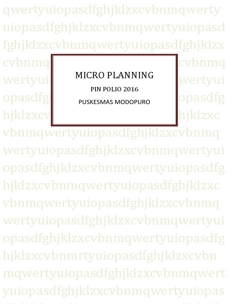 Micro Planning: Pin Polio 2016 Puskesmas Modopuro | PDF
