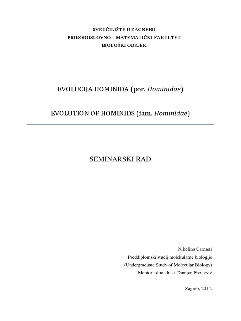 Evolucija Hominida | PDF