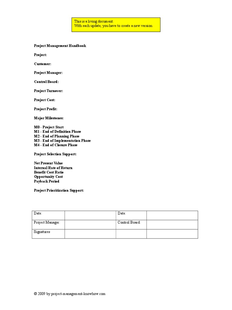 Project Management Handbook Template | PDF | Project Management ...