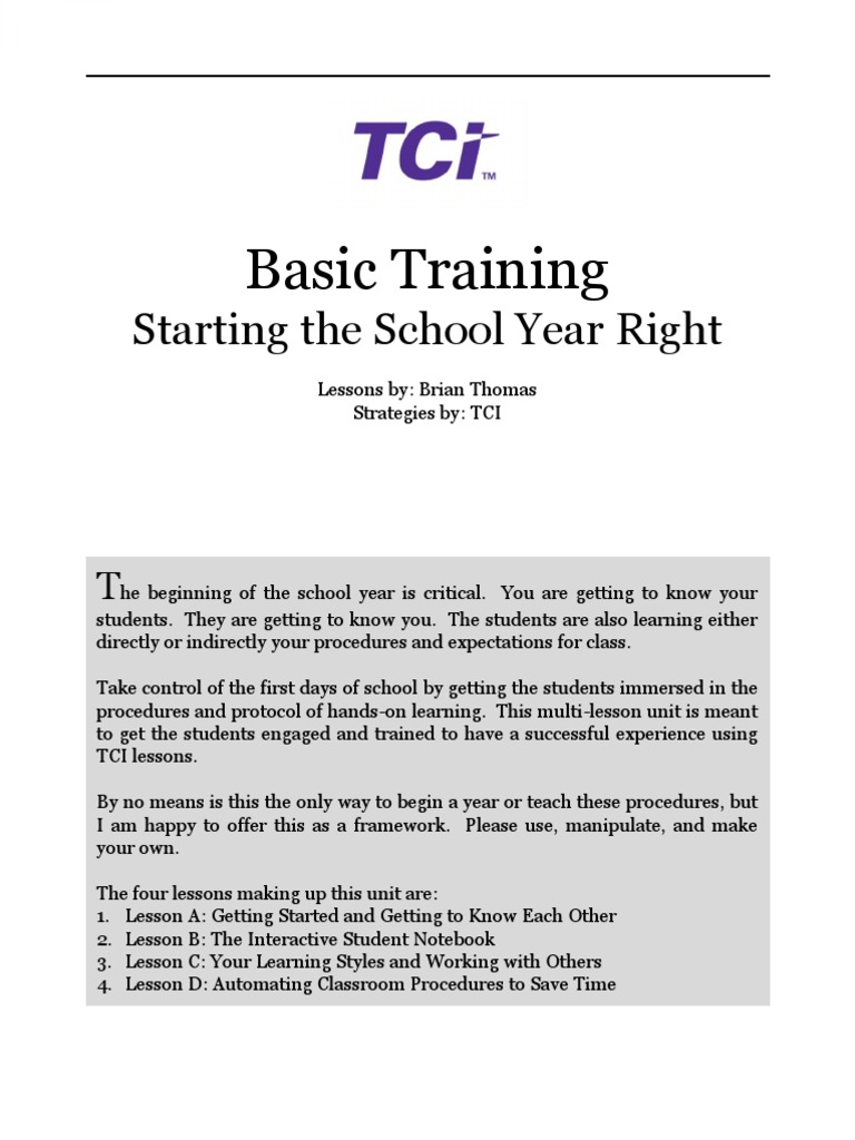 Basic Training Starting The School Year Right - Complete Unit | PDF ...