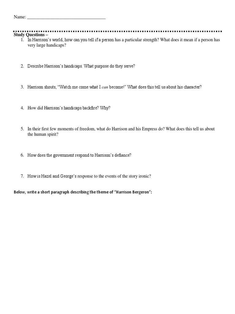 Harrison Bergeron Irony Notes and Go | PDF