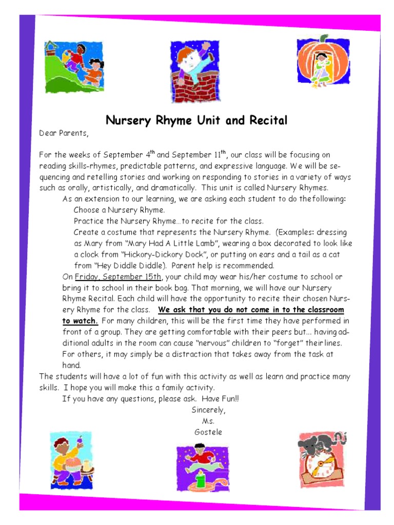 Nursery Rhyme Unit & Recital Guide | PDF