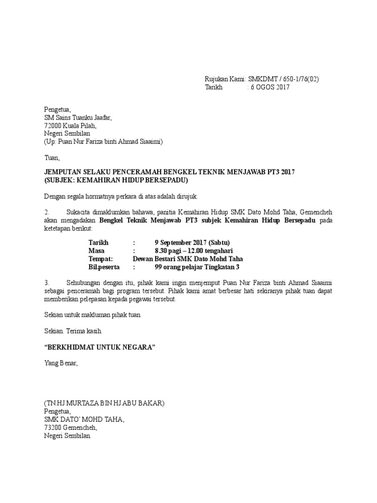 Surat Jemputan Penceramah | PDF