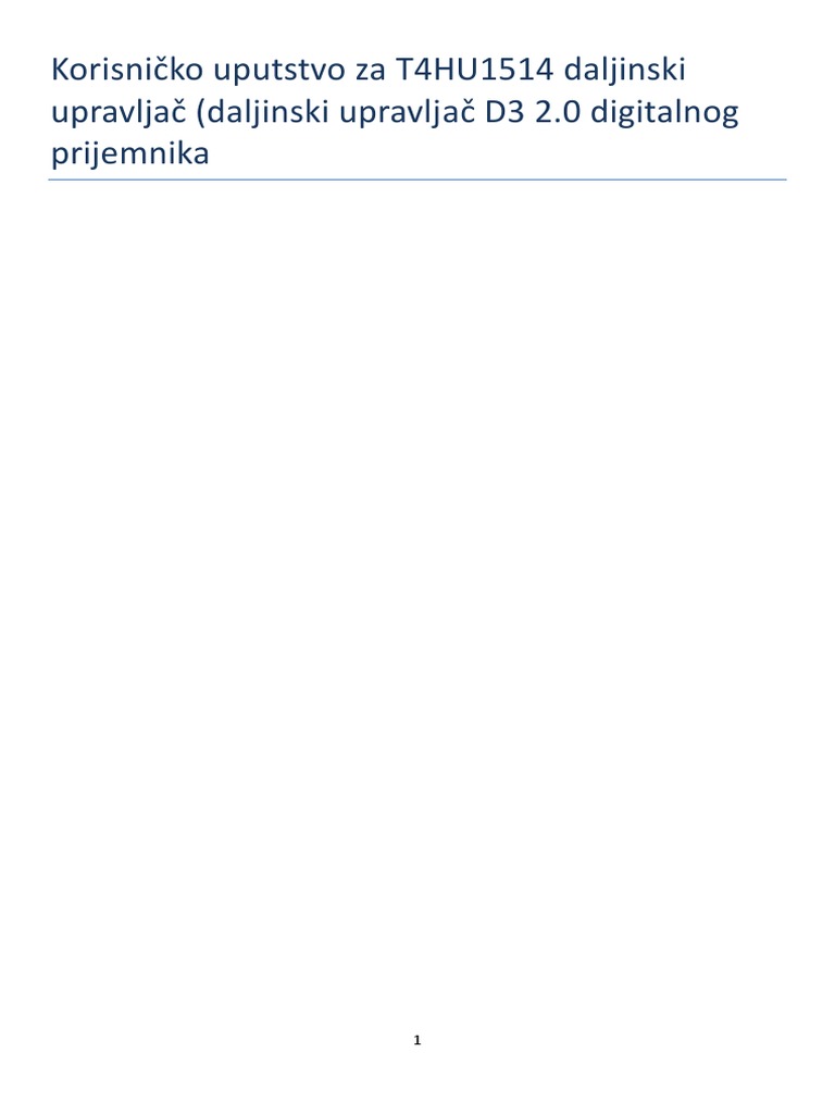 Korisniko Uputstvo Za Daljinski Upravlja D3 v2 0 Digitalnog Prijemnika ...