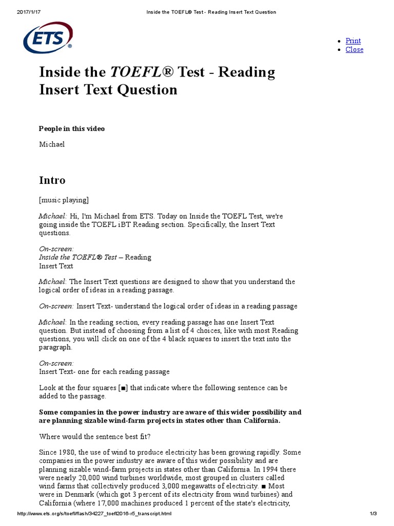 02) Reading Insert Text Question PDF | PDF | Wind Turbine | Test Of ...
