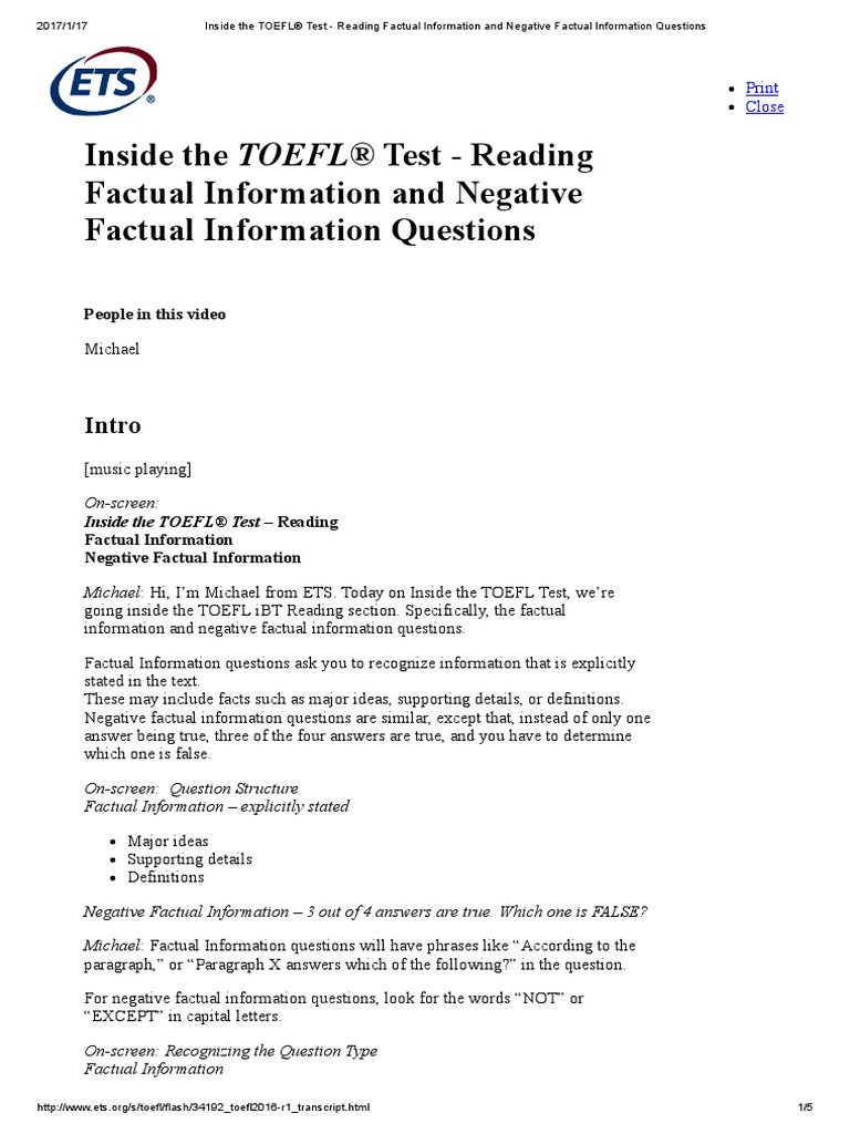 06) Reading Factual Information and Negative Factual Information ...