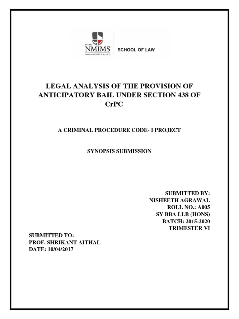 CRPC Synopsis | PDF | Bail | Comparative Law