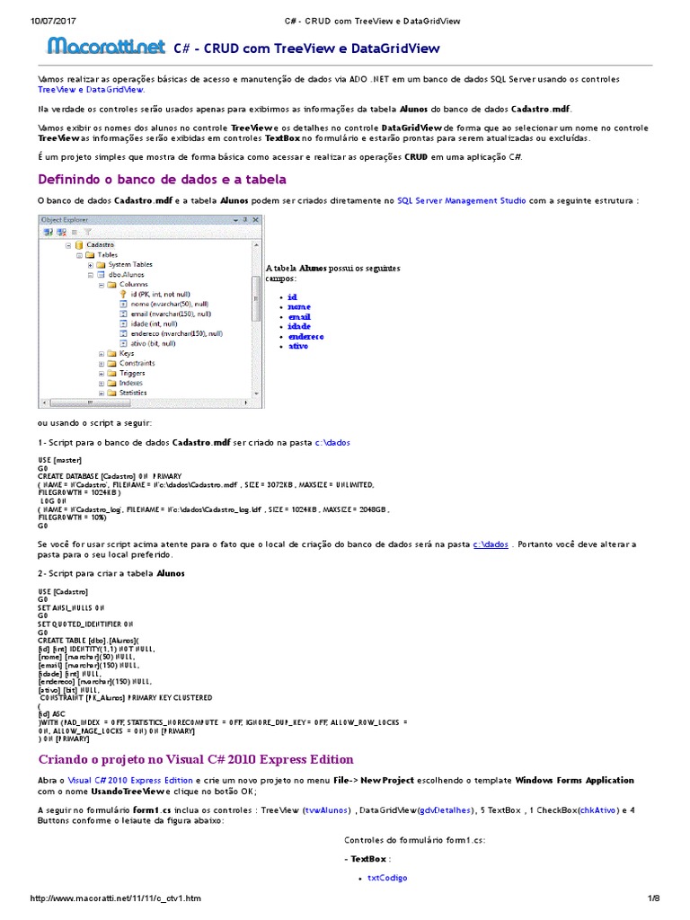 C# CRUD TreeView DataGridView | PDF | SQL | C Sharp (linguagem de ...