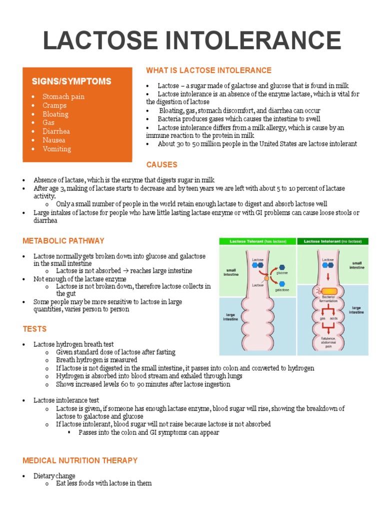 Lactose Intolerance Patient Education Handout 8th Grade | PDF ...