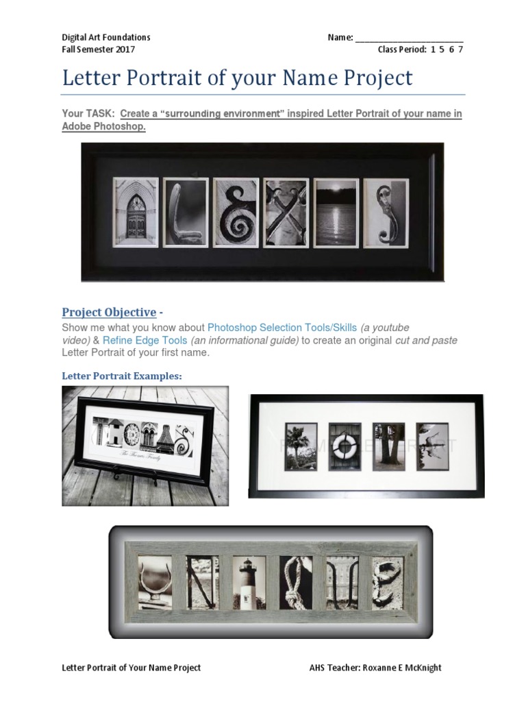 Letter Portrait of Your Name Project Roll Out v2 | PDF | Adobe ...