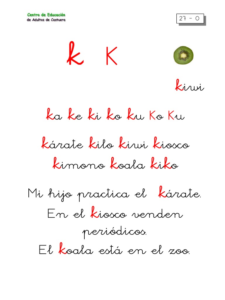 Metodo de Lectoescritura Letra K PDF | PDF | Naturaleza