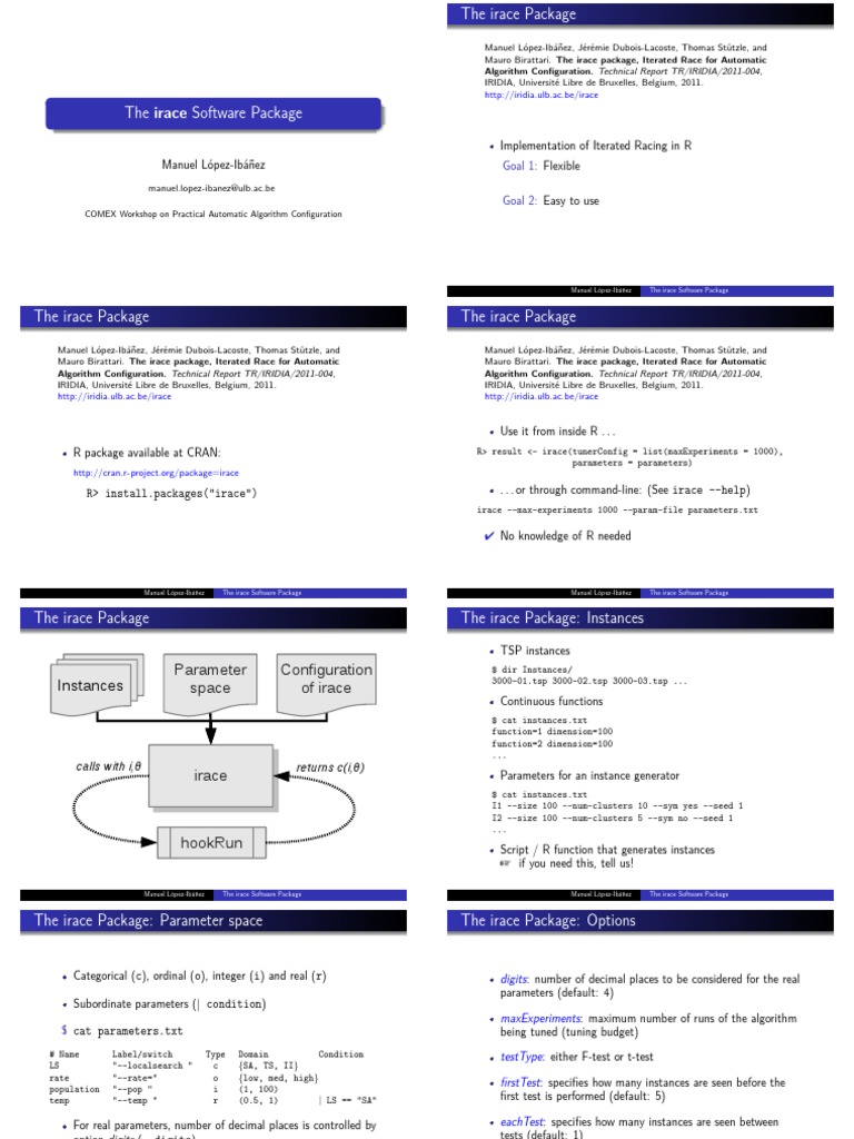 Irace Comex Tutorial | PDF | Parameter (Computer Programming) | Applied Mathematics