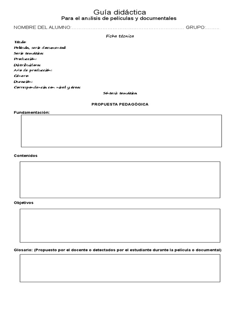 Guía de Análisis de Películas y Documentales | PDF | Juegos y ...