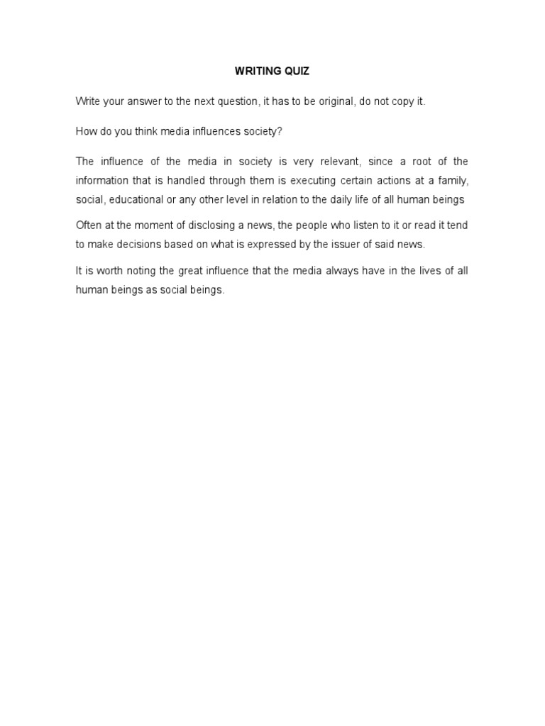 Writing Quiz PDF
