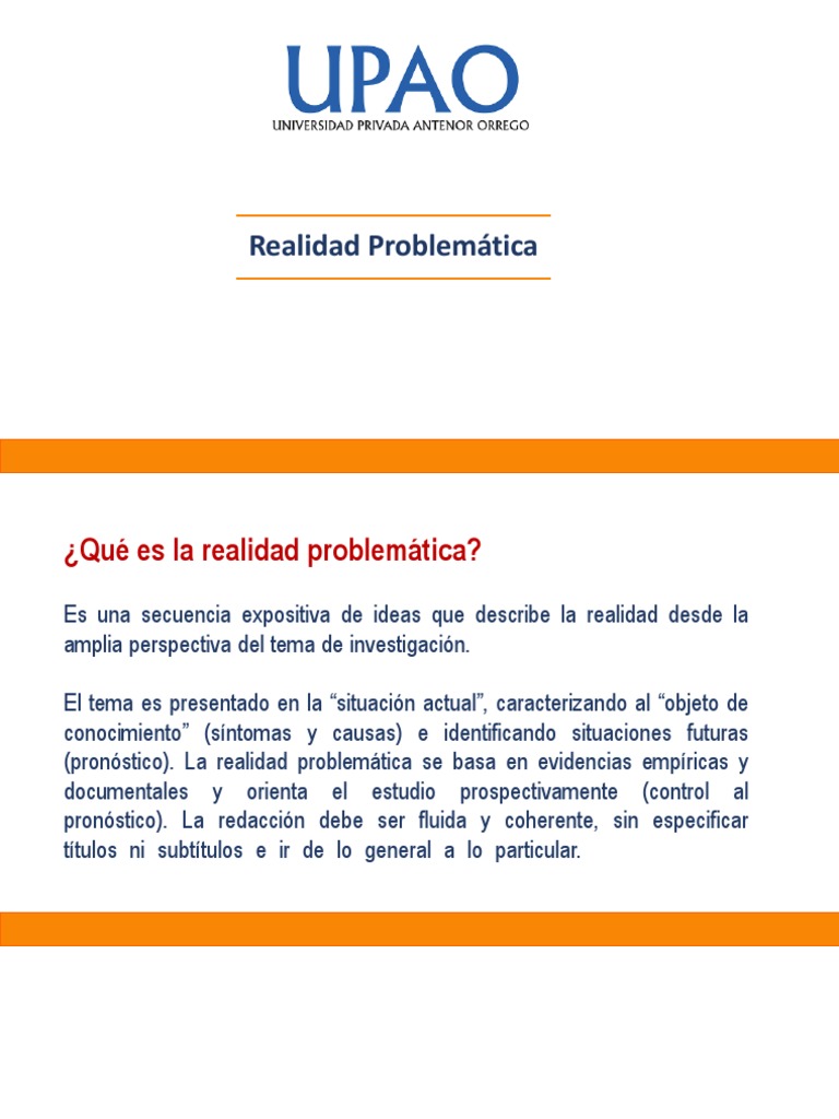 1. Realidad Problematica | Realidad | Conocimiento