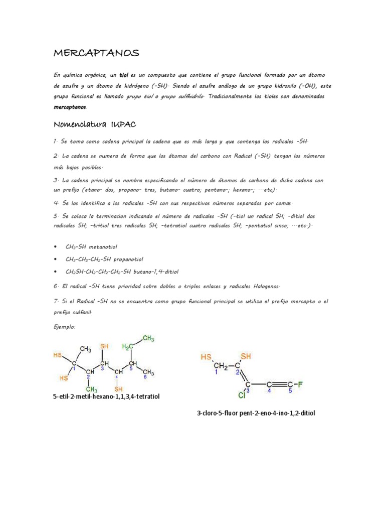 MERCAPTANOS | Tiol | Química Orgánica