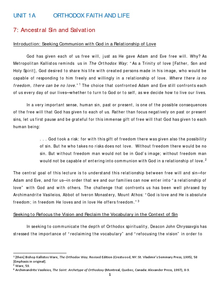 7 Ancestral Sin | PDF | Eastern Orthodox Church | Original Sin