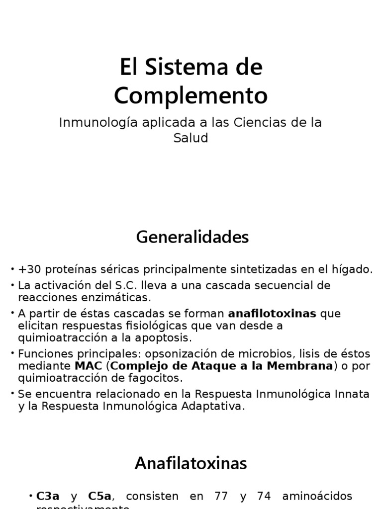 El Sistema de Complemento | PDF | Sistema complementario | Biología ...