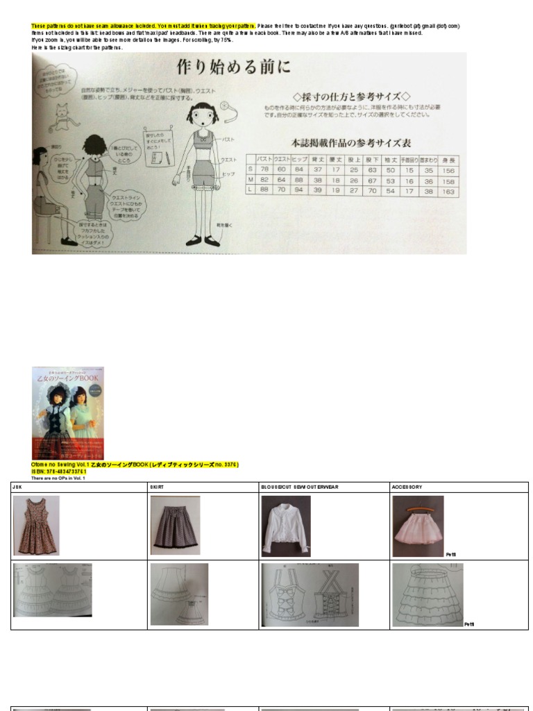 Otome Sewing Patterns Guide | PDF | Blouse | Consumer Goods