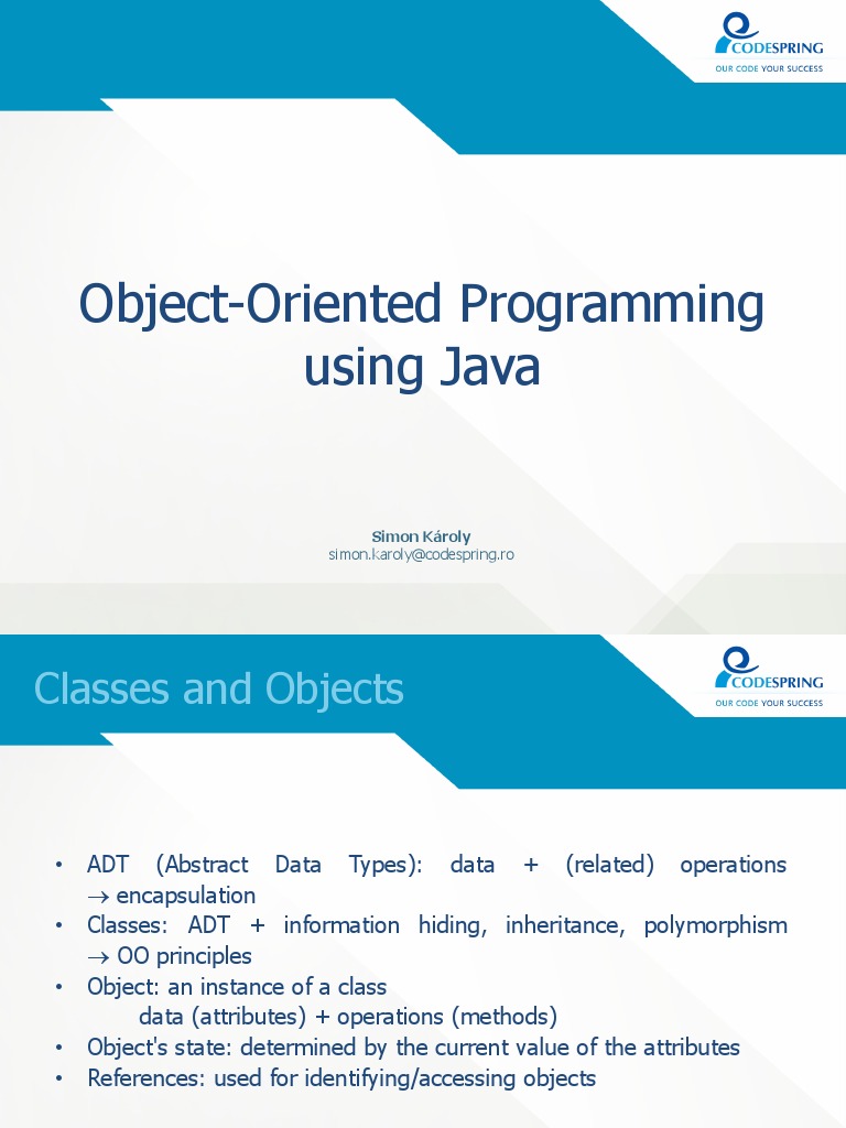 Object Oriented Programming Using Java Simon Karoly Codespring Pdf Inheritance Object