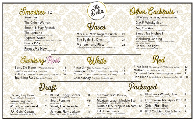 The Delta Beverage Menu | PDF